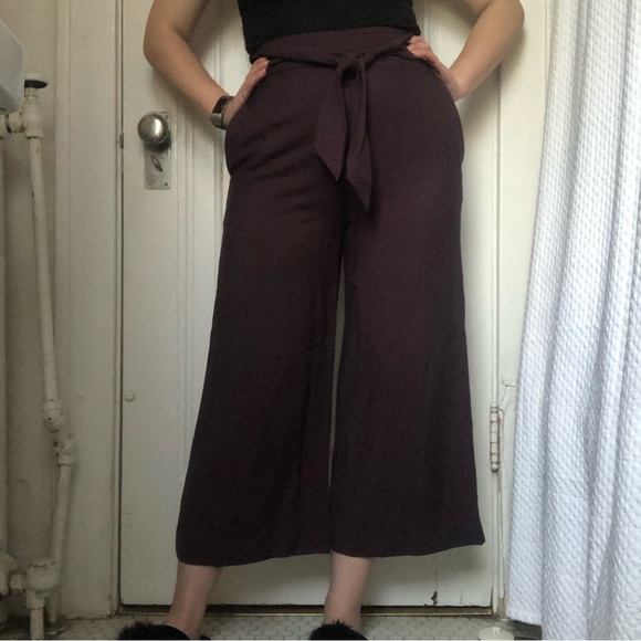 Leith | Pants & Jumpsuits | Leith Plum Tie Waist Culottes | Poshmark